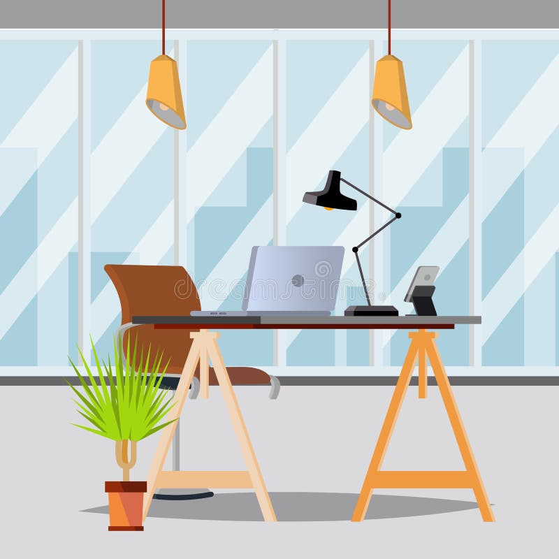 Office Interior Vector. Office with Furniture. Modern Workplace. Flat ...