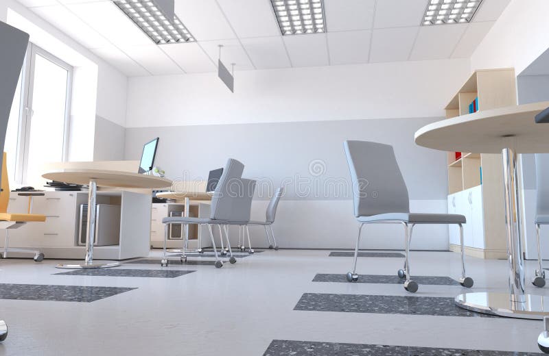 Office, Interior Visualization Stock Illustration - Illustration of ...