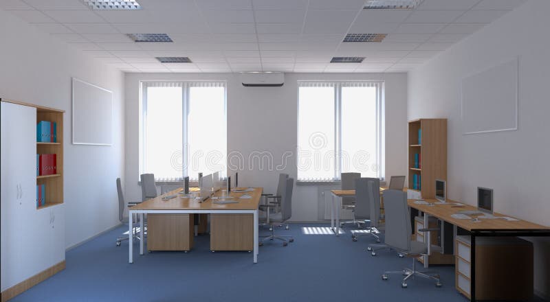 Office, Interior Visualization Stock Illustration - Illustration of ...