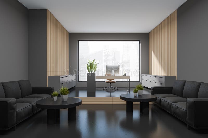 Office Interior with Work Desk and Pc Computer, Chill Area and ...