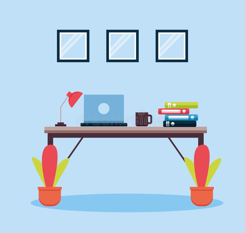 Office interior workplace stock illustration. Illustration of desk ...