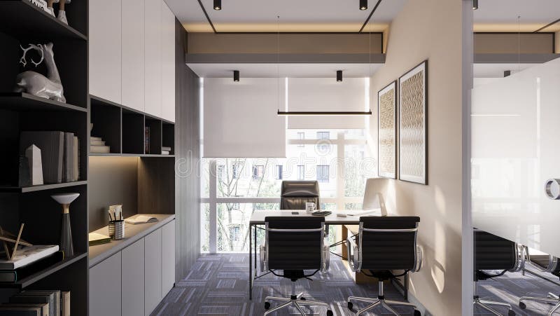 Office Interiors for Collaboration and Connection Stock Illustration ...