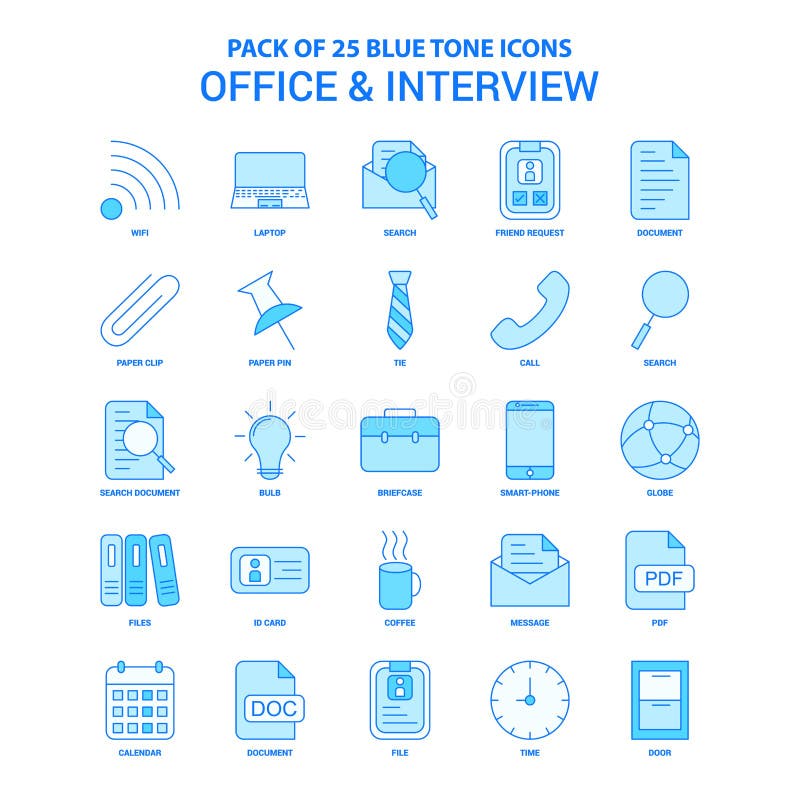 Office and Interview Blue Tone Icon Pack - 25 Icon Sets Stock Vector ...