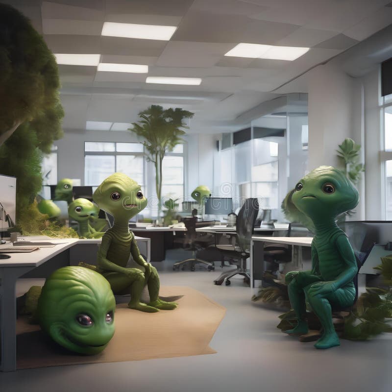 An Office Invaded by Friendly Aliens, Who Collaborate with Employees on ...