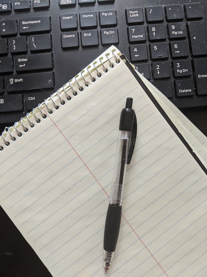 Office Keyboard, Notepad, Pen Stock Photo - Image of keyboard, notepad ...