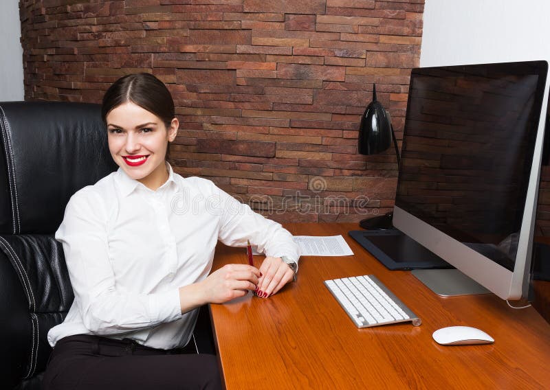 Office lady stock image. Image of sitting, tail, business - 50052595
