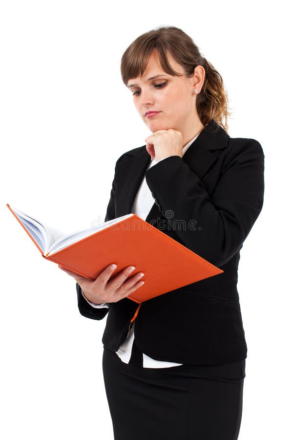 Office Lady Reading Notebook Stock Image - Image of people, file: 25319915