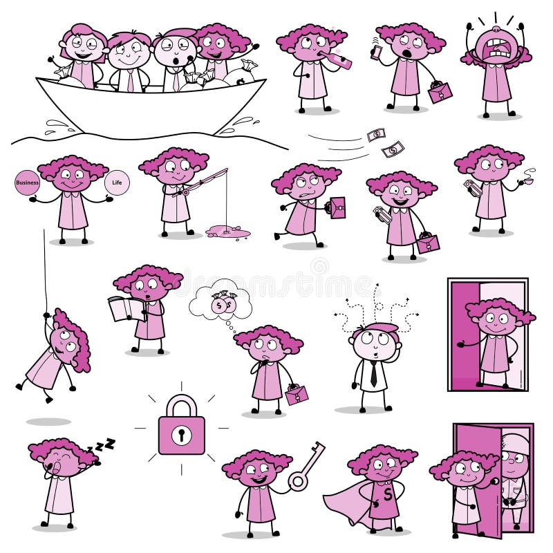 Office Lady - Set of Concepts Vector Illustrations Stock Vector ...