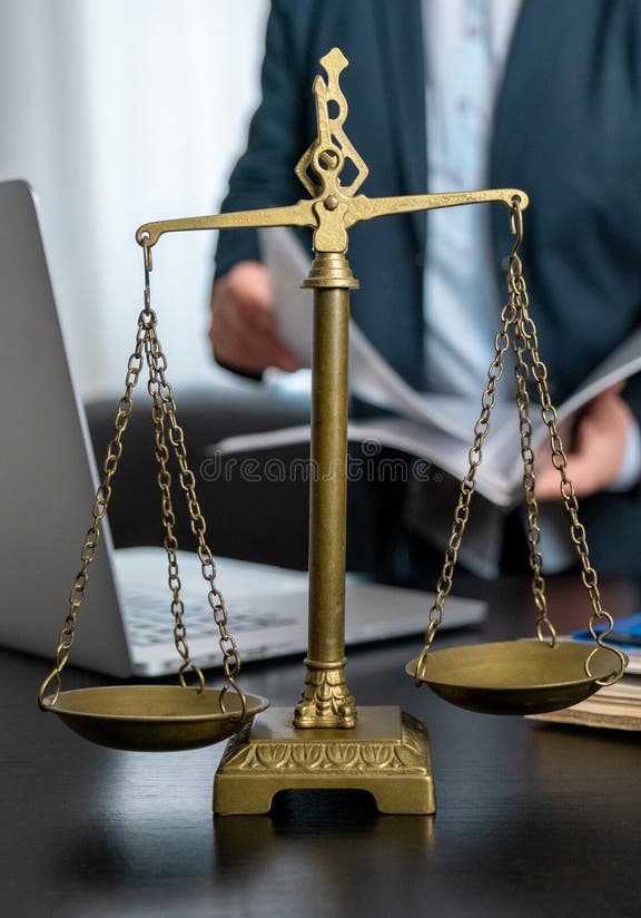 Scales Workplace Lawyer Office Laptop Document Table Stock Image ...