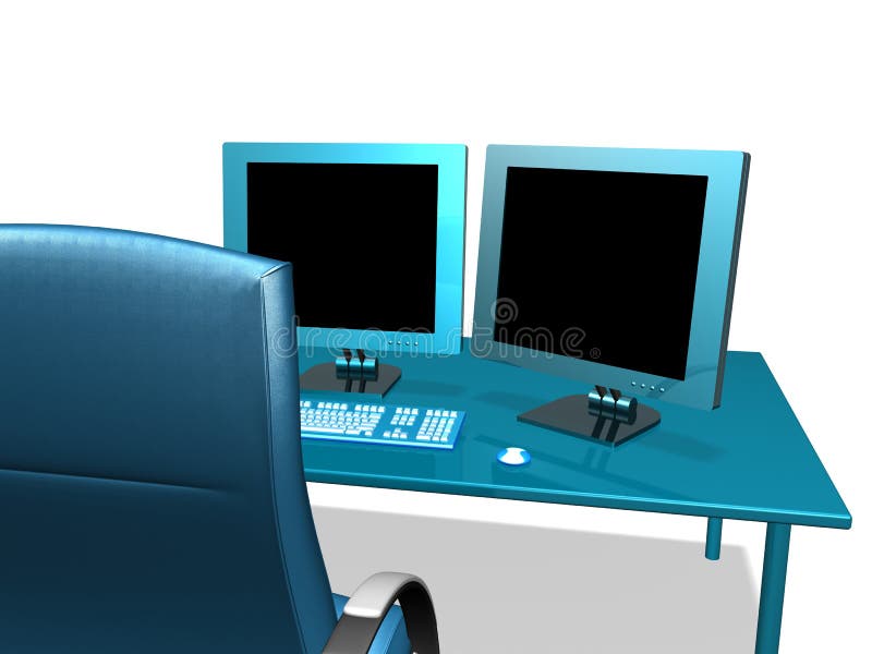 Office lcd monitor stock illustration. Illustration of chair - 1013461