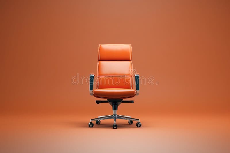 Office Leather Orange Chair Isolated Stock Image - Image of business ...