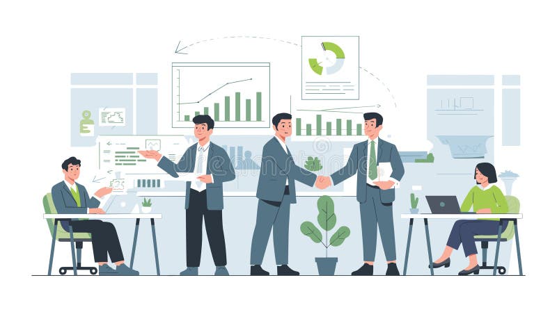 Office Life Concept, Business Workers Men and Women Communicate ...