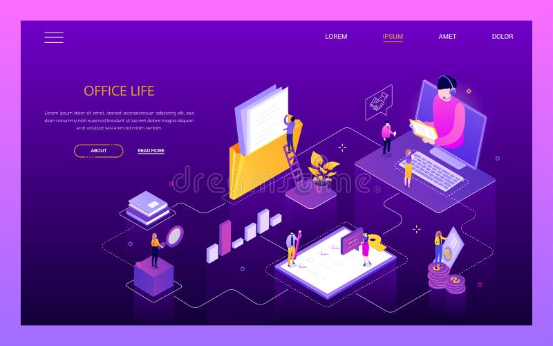 Office Life - Modern Colorful Isometric Vector Illustration Stock ...