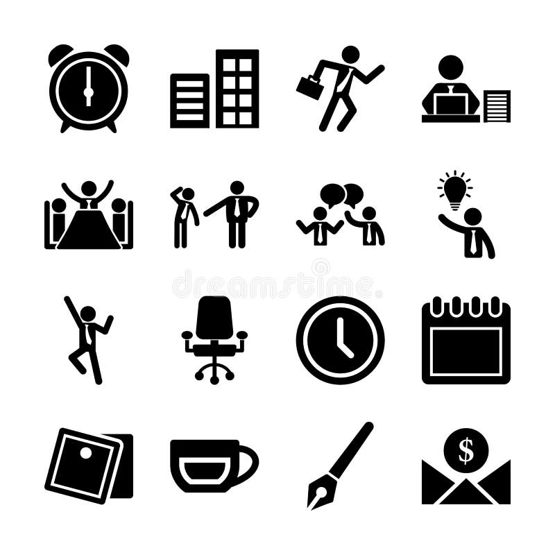 Office life solid icons stock vector. Illustration of calendar - 158763744