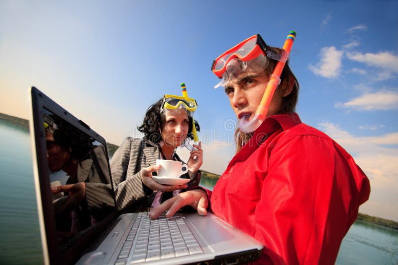 Office life on vacation. stock photo. Image of education - 20470044