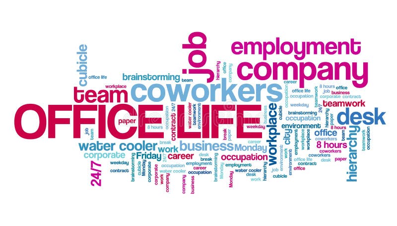 Office life word cloud stock illustration. Illustration of desk - 126638587