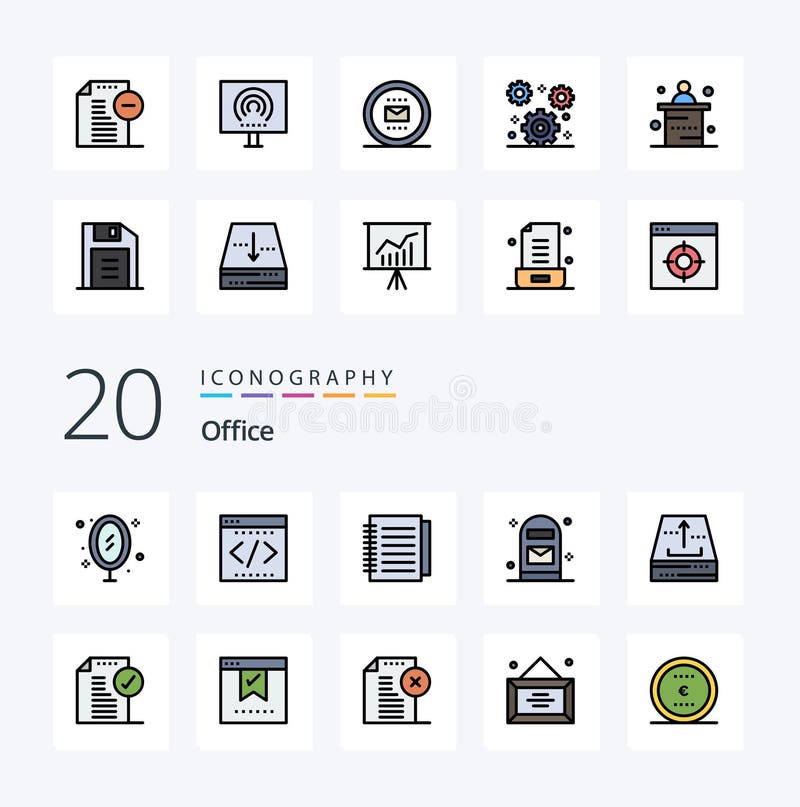 20 Office Line Filled Color Icon Pack. Like Post. Letter. Office. Box ... 20 Office Line Filled Color Icon Pack. Like Post. Letter. Office. Box ...