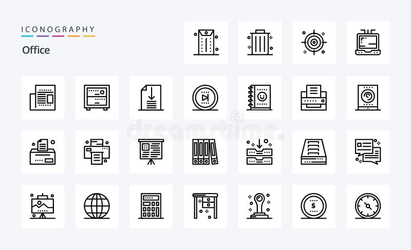 25 Office Line icon pack stock vector. Illustration of work - 264542397