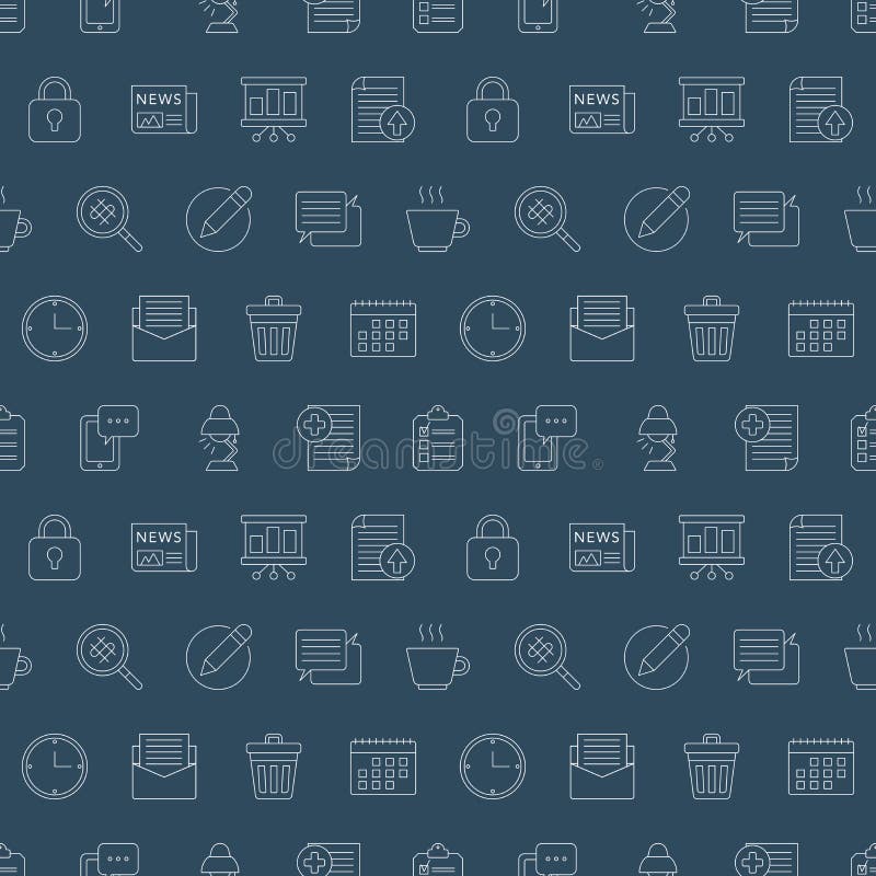 Office Line SIGNED Icon Set, Workspace Symbols Collection, Vector ...