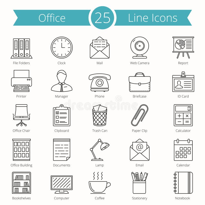 Office Line Icon Set, Business Symbols Collection Stock Vector ...