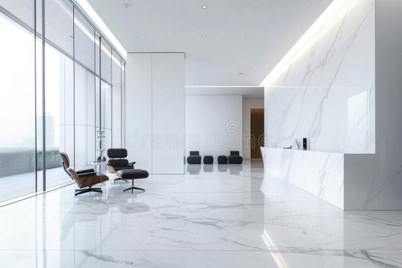 Luxurious, Spacious Office Lobby with High Ceilings and Natural ...