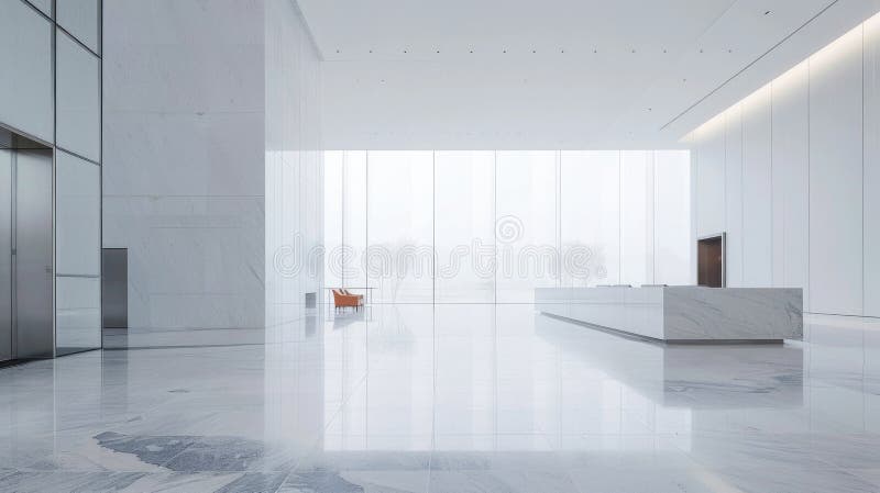 Luxurious, Spacious Office Lobby with High Ceilings and Natural ...