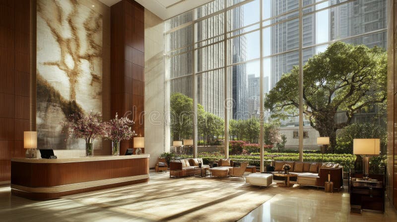 This Office Lobby Has a Modern Design with Seating, Large Windows, and ...