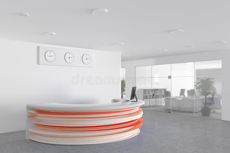 Office Lobby with a Reception Desk Stock Illustration - Illustration of ...