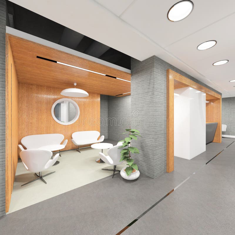 Office Lobby with a Reception Desk Stock Illustration - Illustration of ...