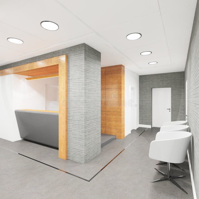 Office Lobby with a Reception Desk Stock Illustration - Illustration of ...