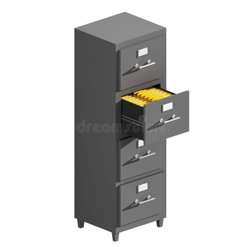 Office Locker. 3d Illustration of Office Drawer with Important ...