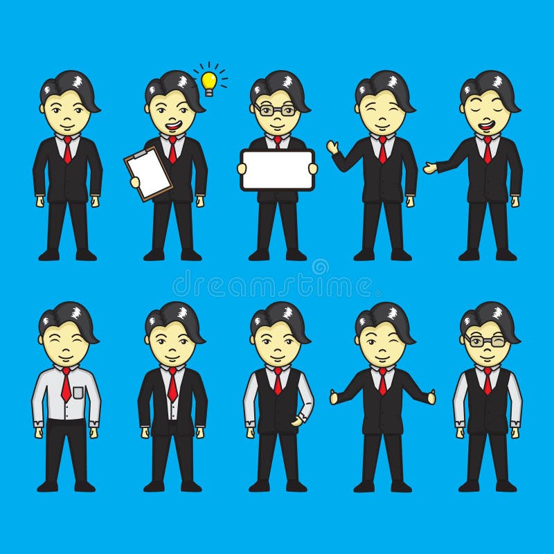 Office Man Character Icon Set Stock Vector - Illustration of lifestyle ...