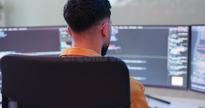 Office Man And Employee In Computer With Coding As Data Analyst For Programming Or Digital 4419