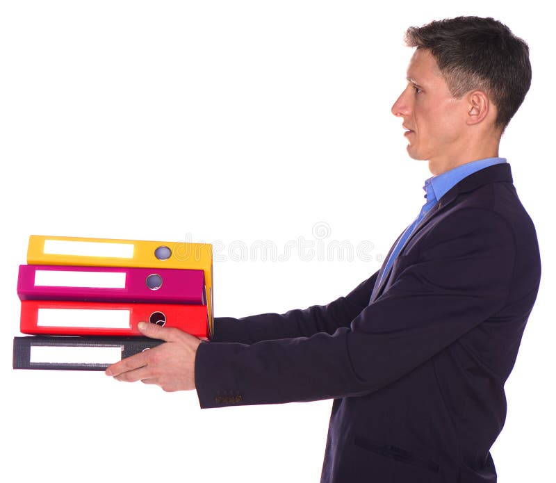 Office Man Giving a Folders Isolate Stock Photo - Image of paper ...