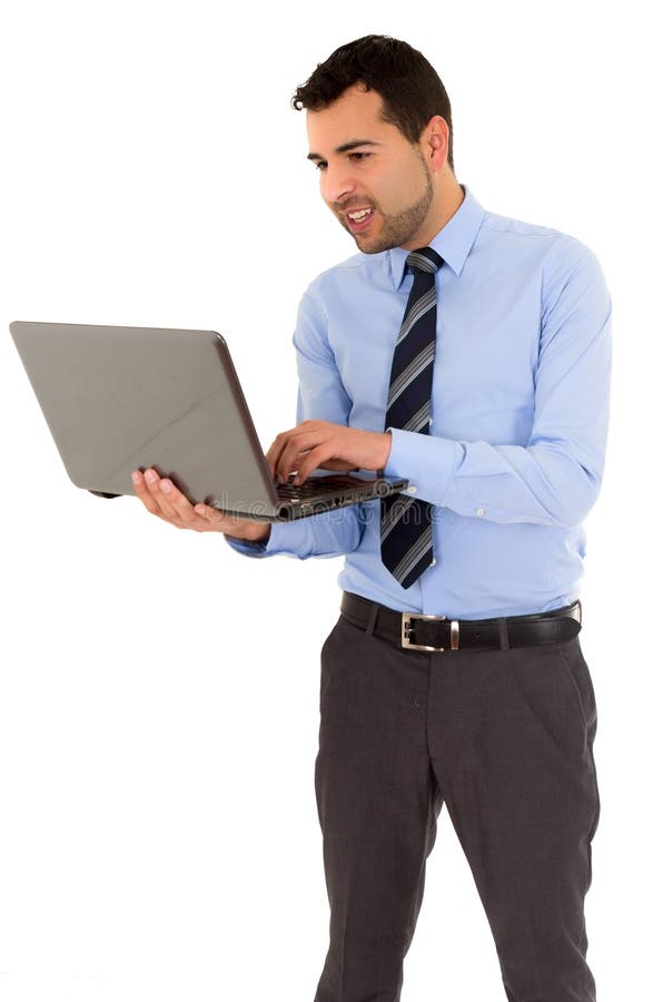 Office Man with laptop stock photo. Image of learn, bearded - 60718516