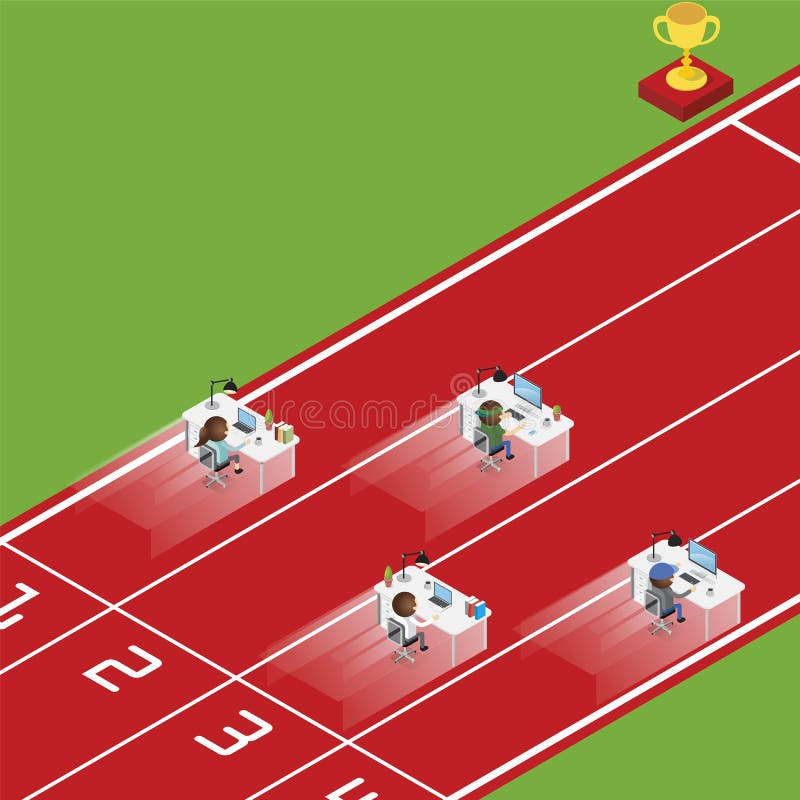 Office Man and Office Woman Competition for Cup Stock Vector ...