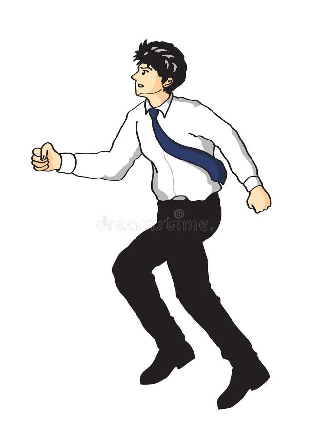 Office Man in Running Action Stock Illustration - Illustration of ...
