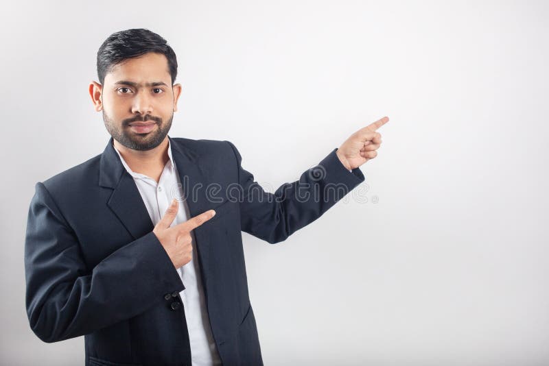 Office Man Showing Something on Empty Space Stock Image - Image of ...