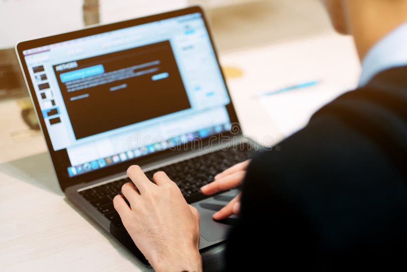 The Office Man Typing Something on White Computer Keyboard in Office ...