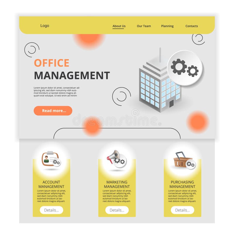 Office Management Flat Landing Page Website Template. Account ... Office Management Flat Landing Page Website Template. Account ...