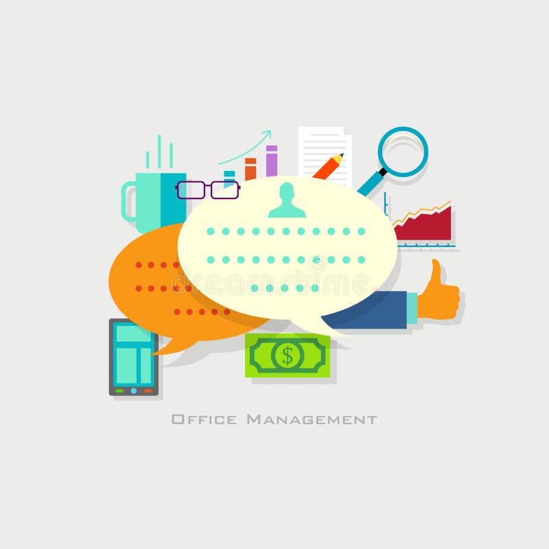 Office Management Icons Set Stock Vector - Illustration of clock, site ...