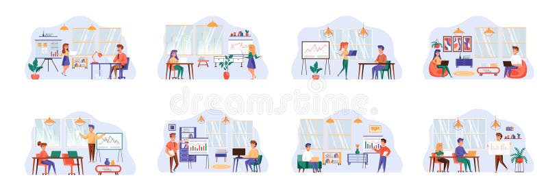 Office Manager Bundle of Scenes with People Characters. Colegues ...