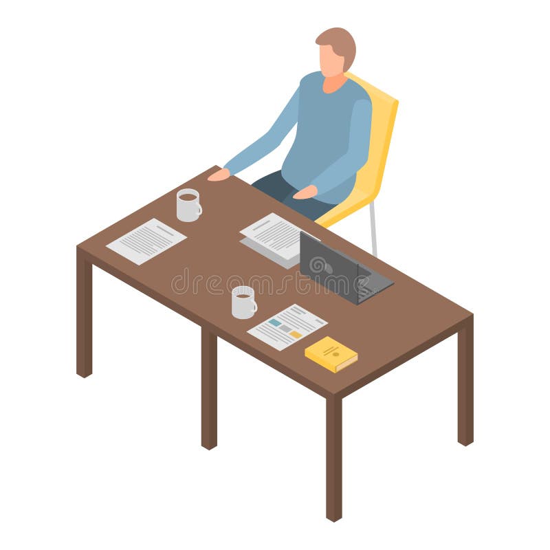 Office Manager Desktop Icon, Isometric Style Stock Vector ...