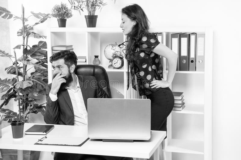 Office Manager Flirt with Boss at Workplace, Flirting Stock Image ...