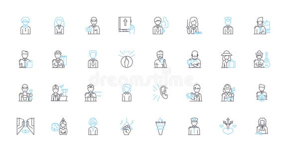 Office Manager Linear Icons Set. Organization, Leadership, Multitasking ...