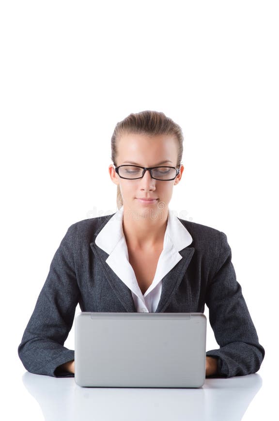 Office Manager Typing on the Laptop Isolated on Stock Photo - Image of ...