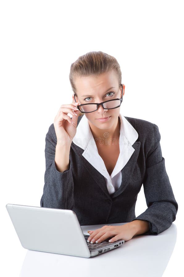Office Manager Typing on the Laptop Isolated on Stock Image - Image of ...
