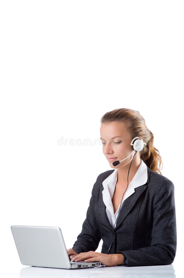 Office Manager Typing on the Laptop Isolated on Stock Image - Image of ...