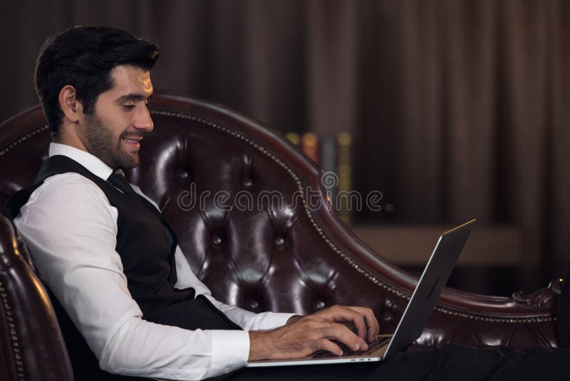 Office Manager Working on Computer at His Desk Stock Photo - Image of ...