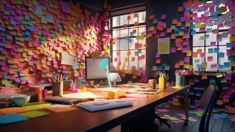 Office Materials and Colorful Paper Sticky Notes are Everywhere ...